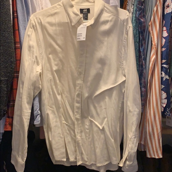 H&M | Shirts | Mens Hm Off White Button Up | Poshmark
